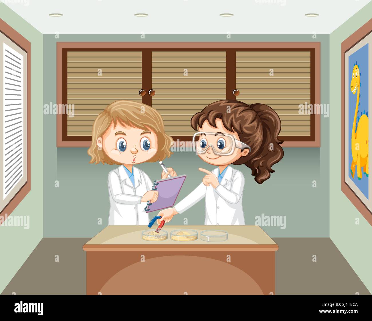 Scientist kids doing magnet experiment illustration Stock Vector Image ...