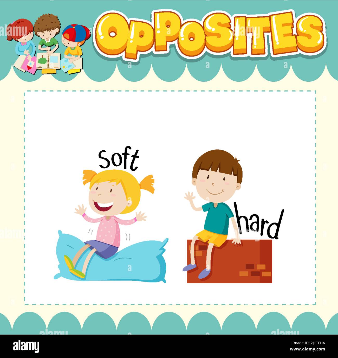 Education word card of English opposites word illustration Stock Vector ...
