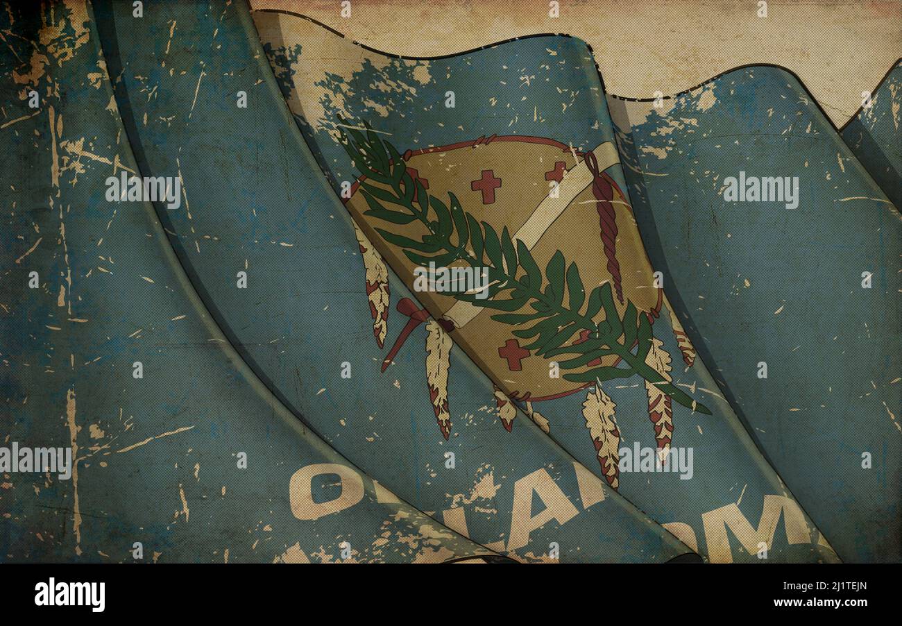 Background illustration of an old paper with a print of a waving Flag ...