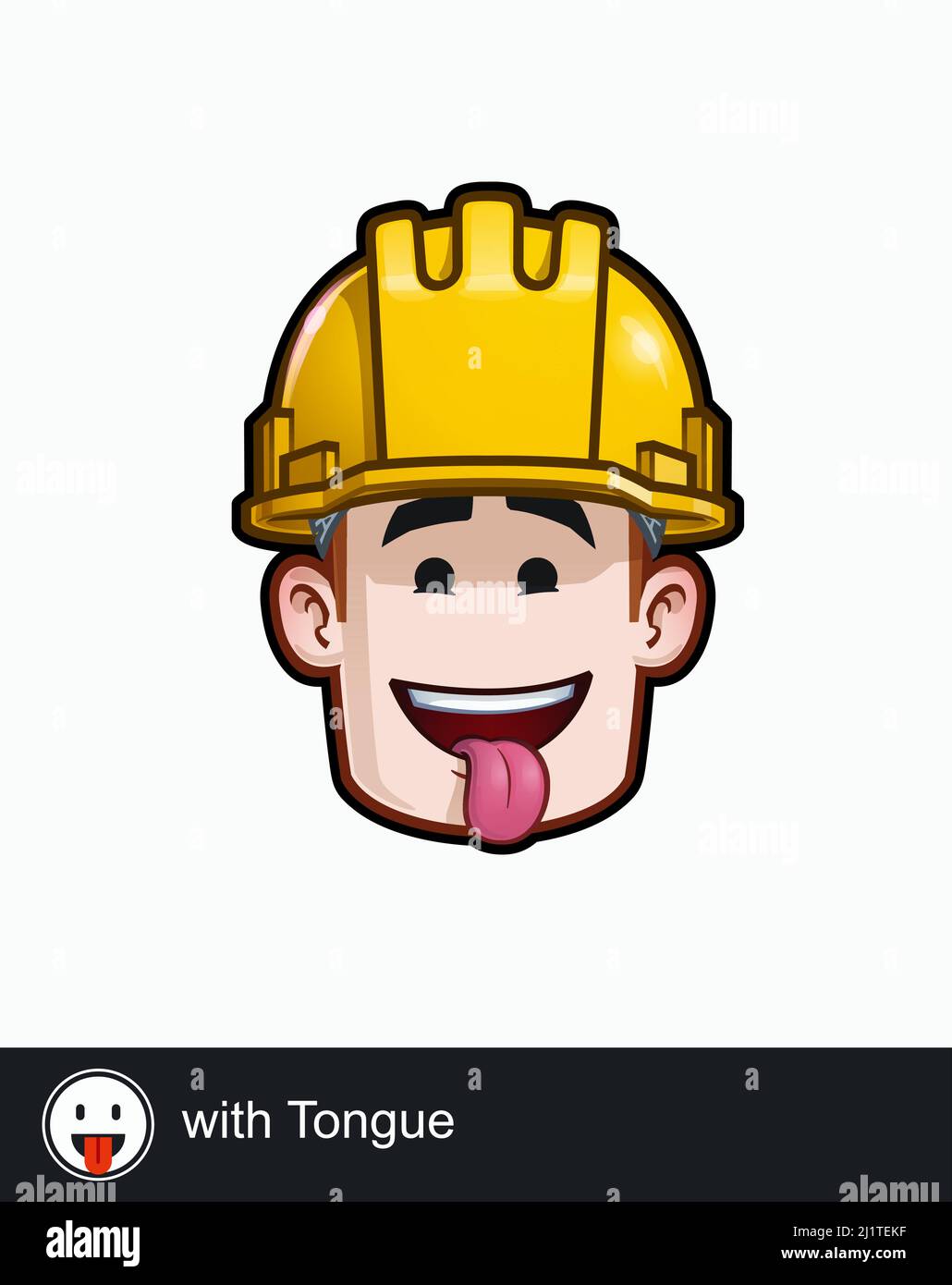 Icon of a construction worker face with with Tongue emotional ...