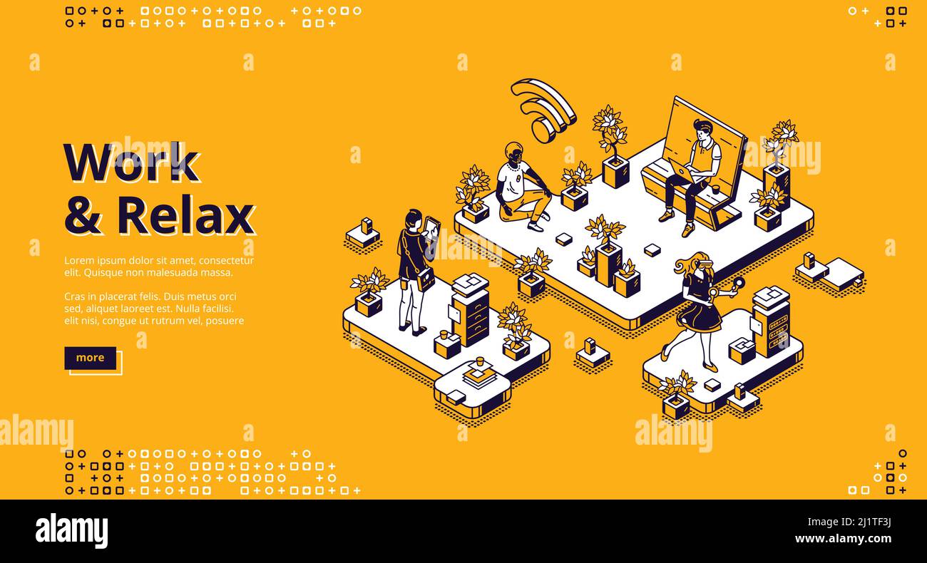 Work and relax banner. Concept of work organization and healthy routine ...