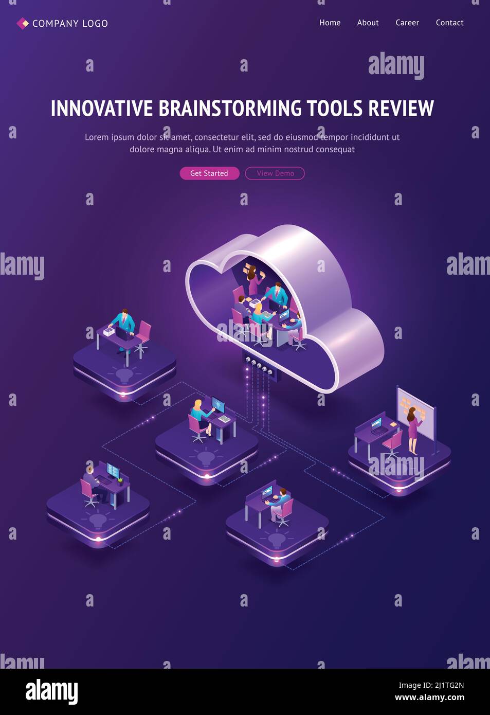 Innovative brainstorming tools review banner. Creative communication ...