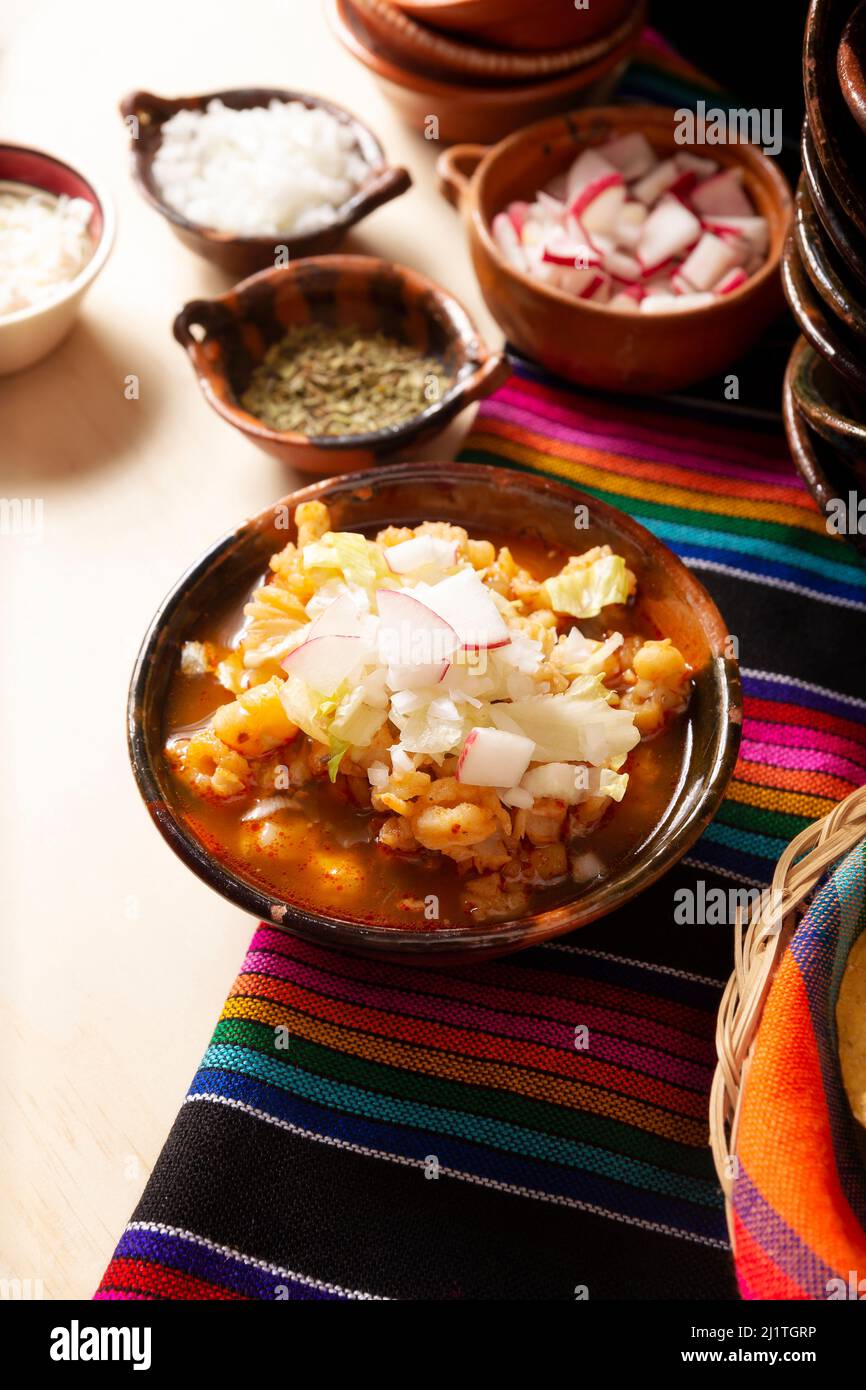 Pozole Rojo. Traditional mexican stew very popular in mexico and ...