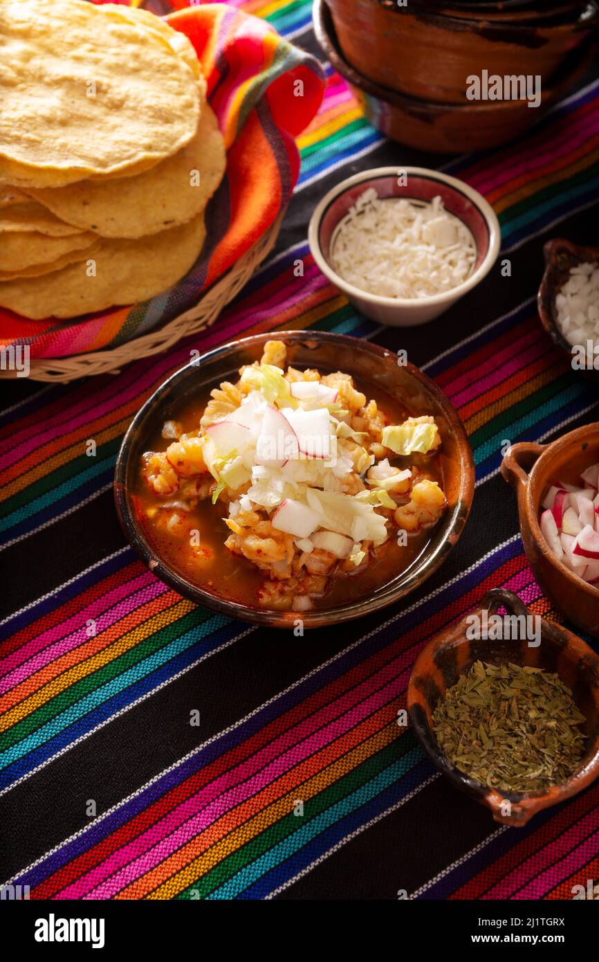 Pozole Rojo. Traditional mexican stew very popular in mexico and ...