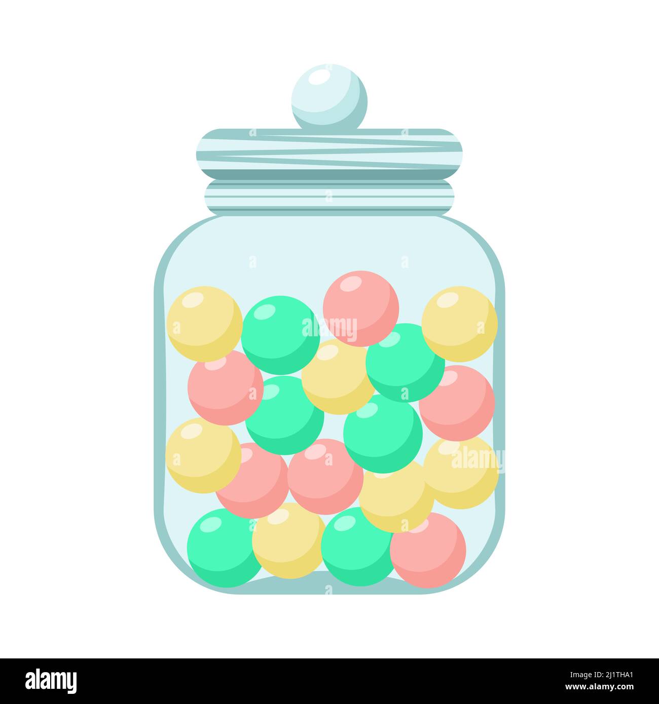 Round candy sweets in pot, colorful vector illustration Stock Vector ...