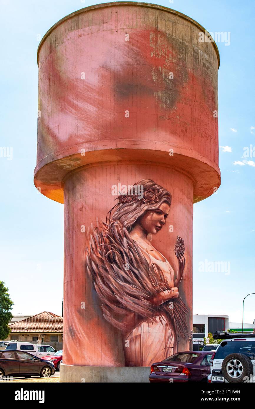 Pink Girl Water Tower Art, Kadina, South Australia, Australia Stock ...