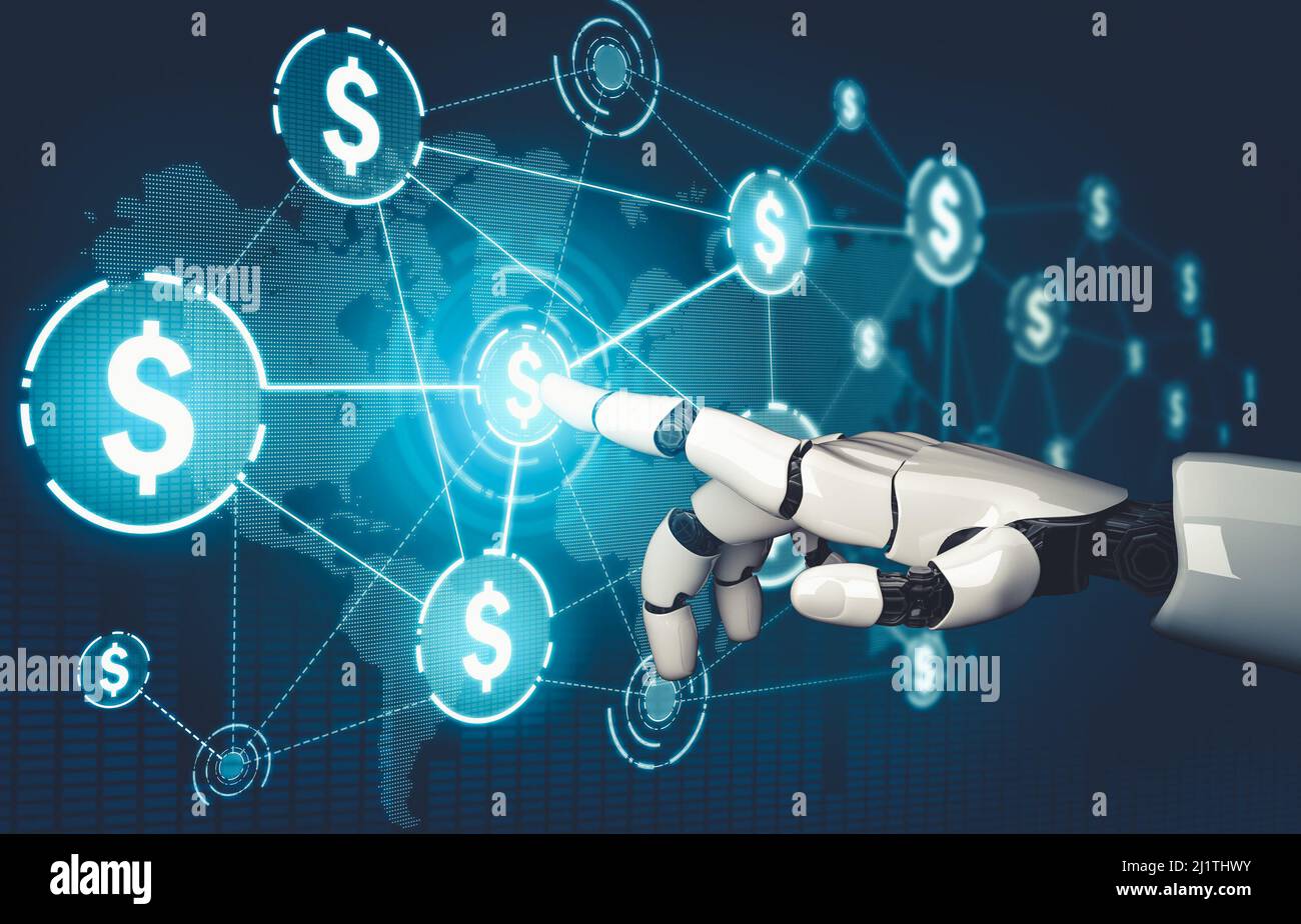 3D rendering futuristic droid robot technology development, artificial intelligence AI, and ...