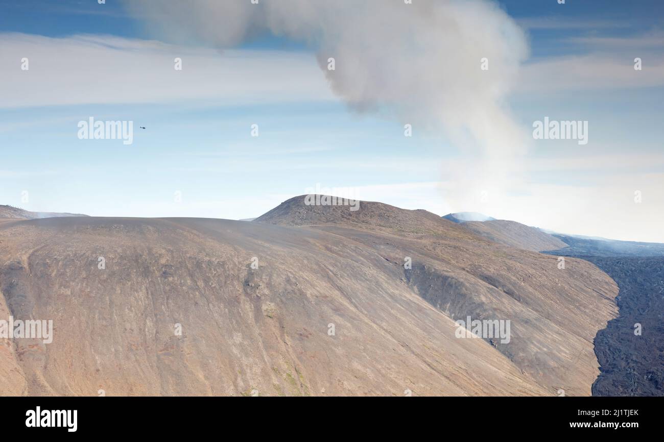 Fagradalsfjall volcano spitting smoke, summer of 2021 Stock Photo - Alamy