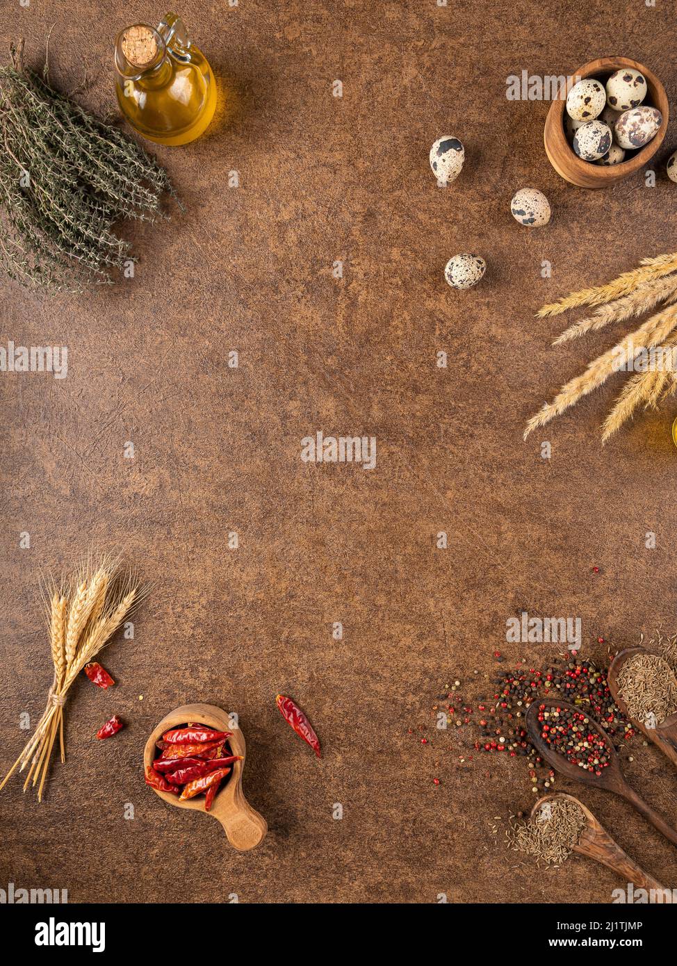 Food decorated brown textured rough background Stock Photo - Alamy