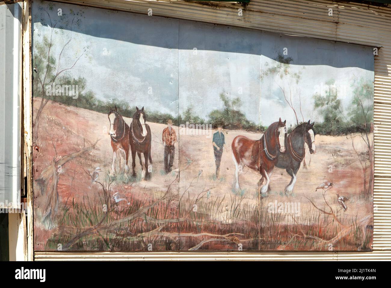 Working Horses Street Art, Sea Lake, Victoria, Australia Stock Photo ... Working Horses Street Art, Sea Lake, Victoria, Australia Stock Photo ...