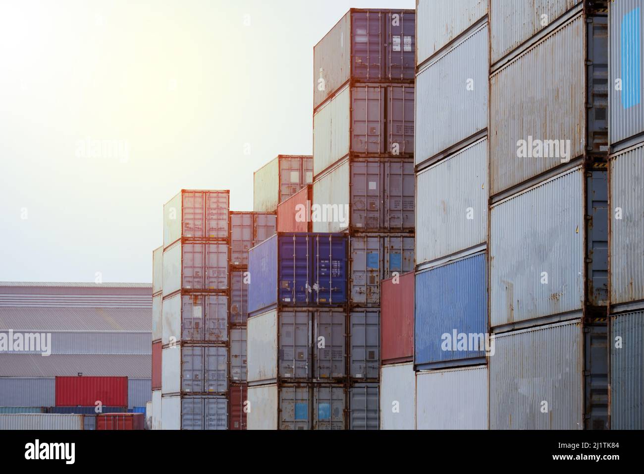 Container storage yard for the concept of export logistics Stock Photo ...