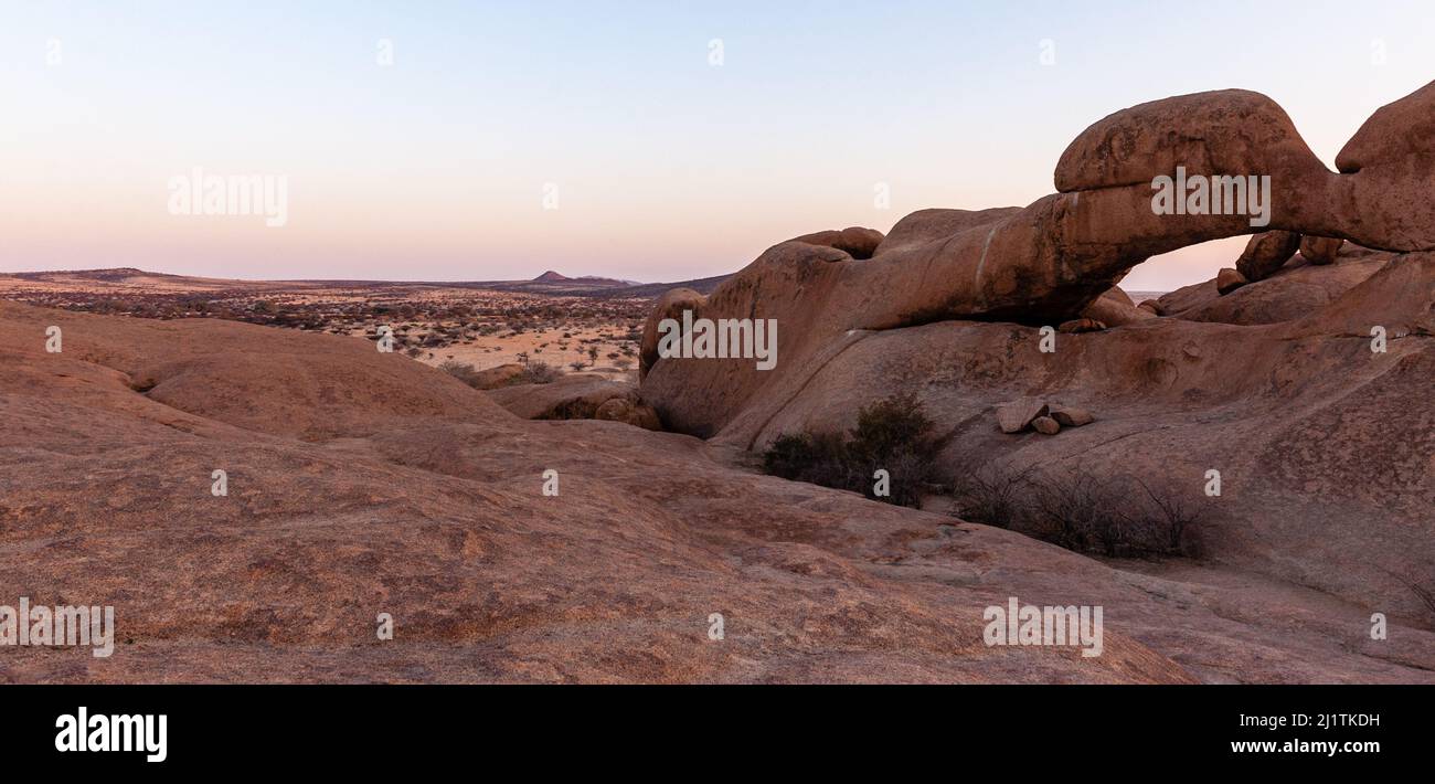 Namibian desert landscape at sunset. Spitzkoppe, Namibia Stock Photo ...