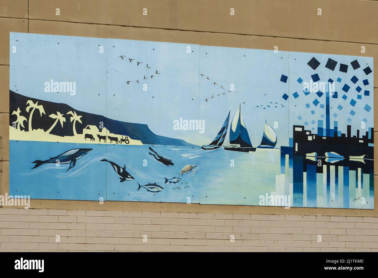 Sailing Mural Art, Rochester, Victoria, Australia Stock Photo - Alamy