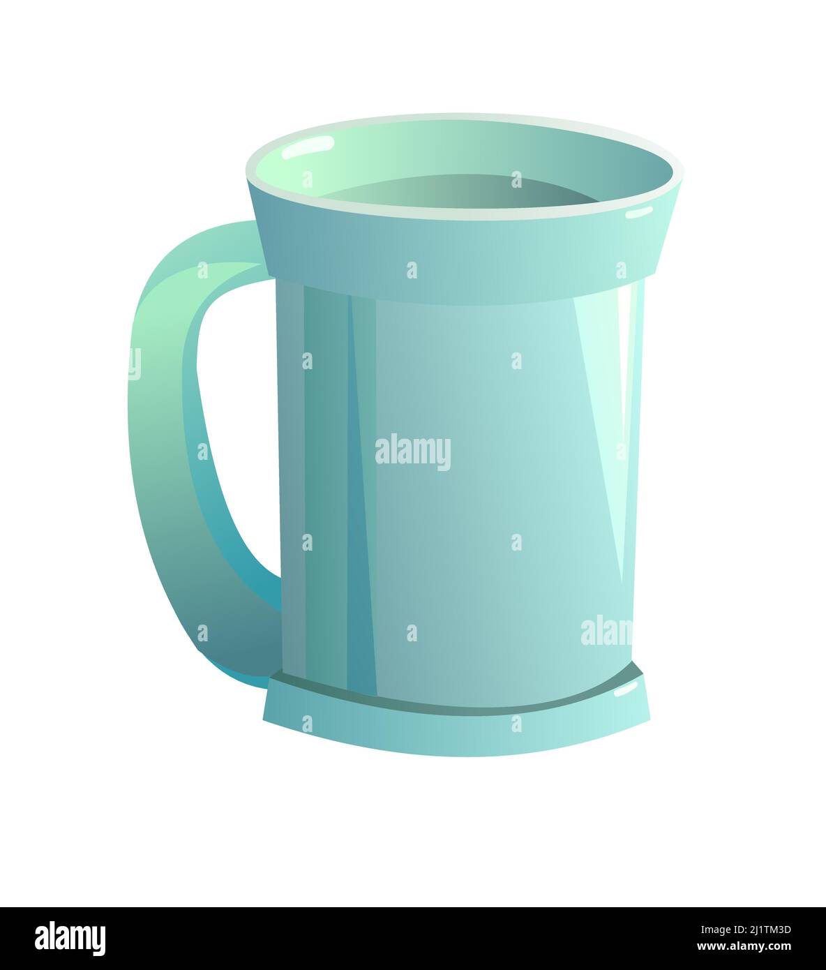 Earthenware mug with a handle for tea, coffee and drinks. Cartoon style ...
