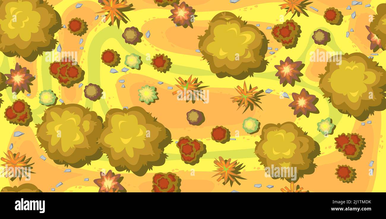 Autumn landscape top view. Scene with yellow and orange trees and ...