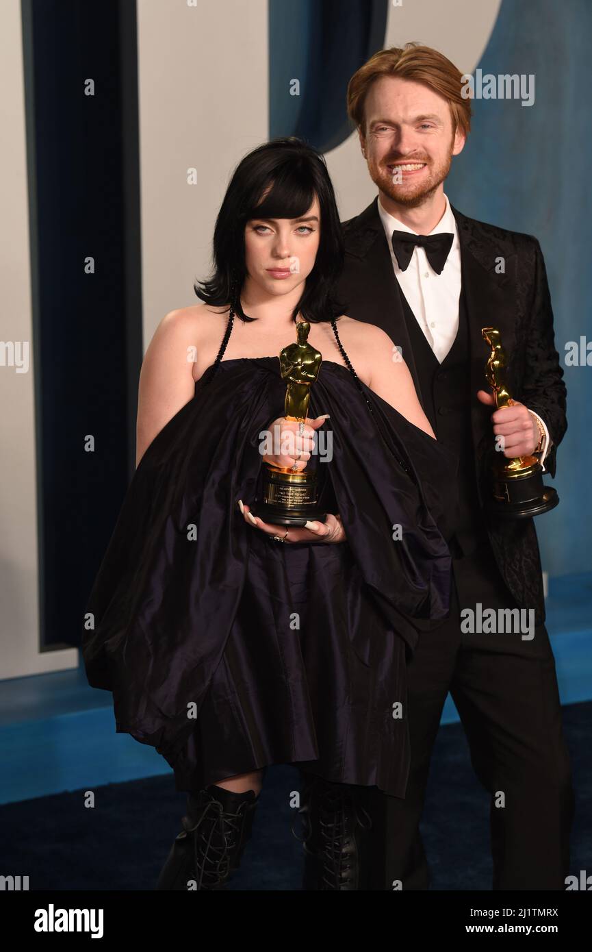 Billie Eilish and Finneas O'Connell attending the Vanity Fair Oscar ...