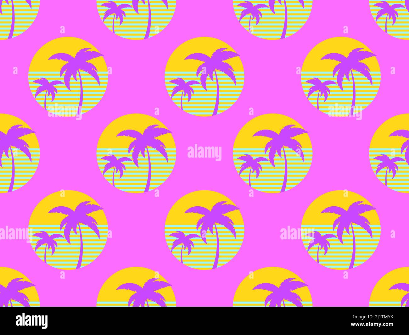 Seamless pattern with retro futuristic palm trees in 80s style at ...