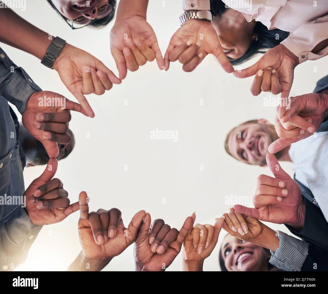 Theyre in the creative circle. Low angle shot of a team of creative ...