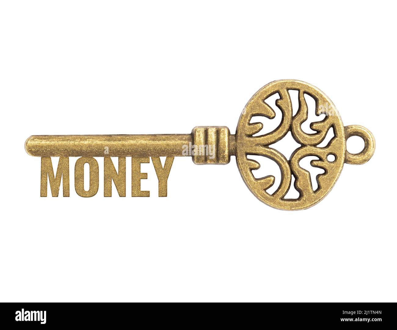 Realistic bronze vintage antique key with word Money isolated on white ...