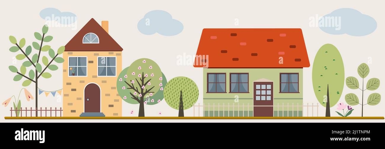 House with trees Stock Vector Image & Art - Alamy