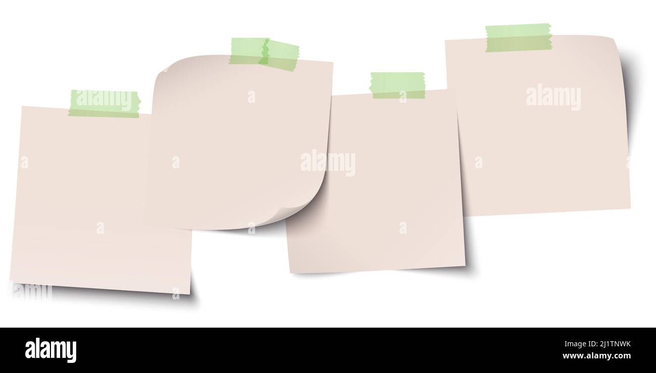 eps vector illustration with business little sticky notes in a row with ...