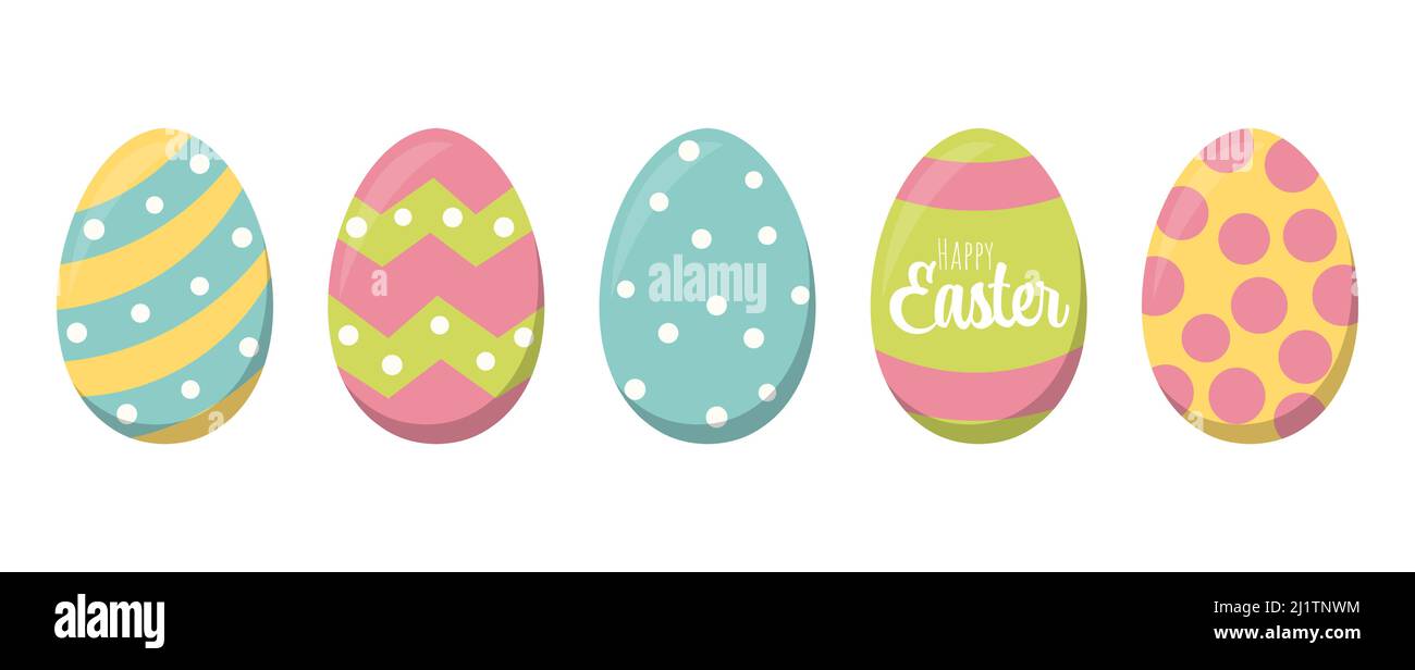 eps vector illustration of simple painted easter eggs with different ...