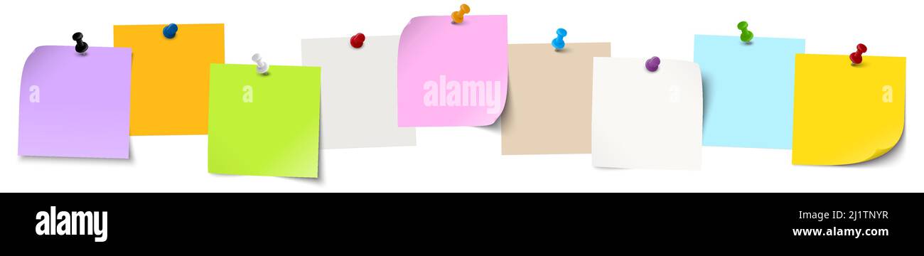 eps vector illustration with business little sticky notes in a row with ...