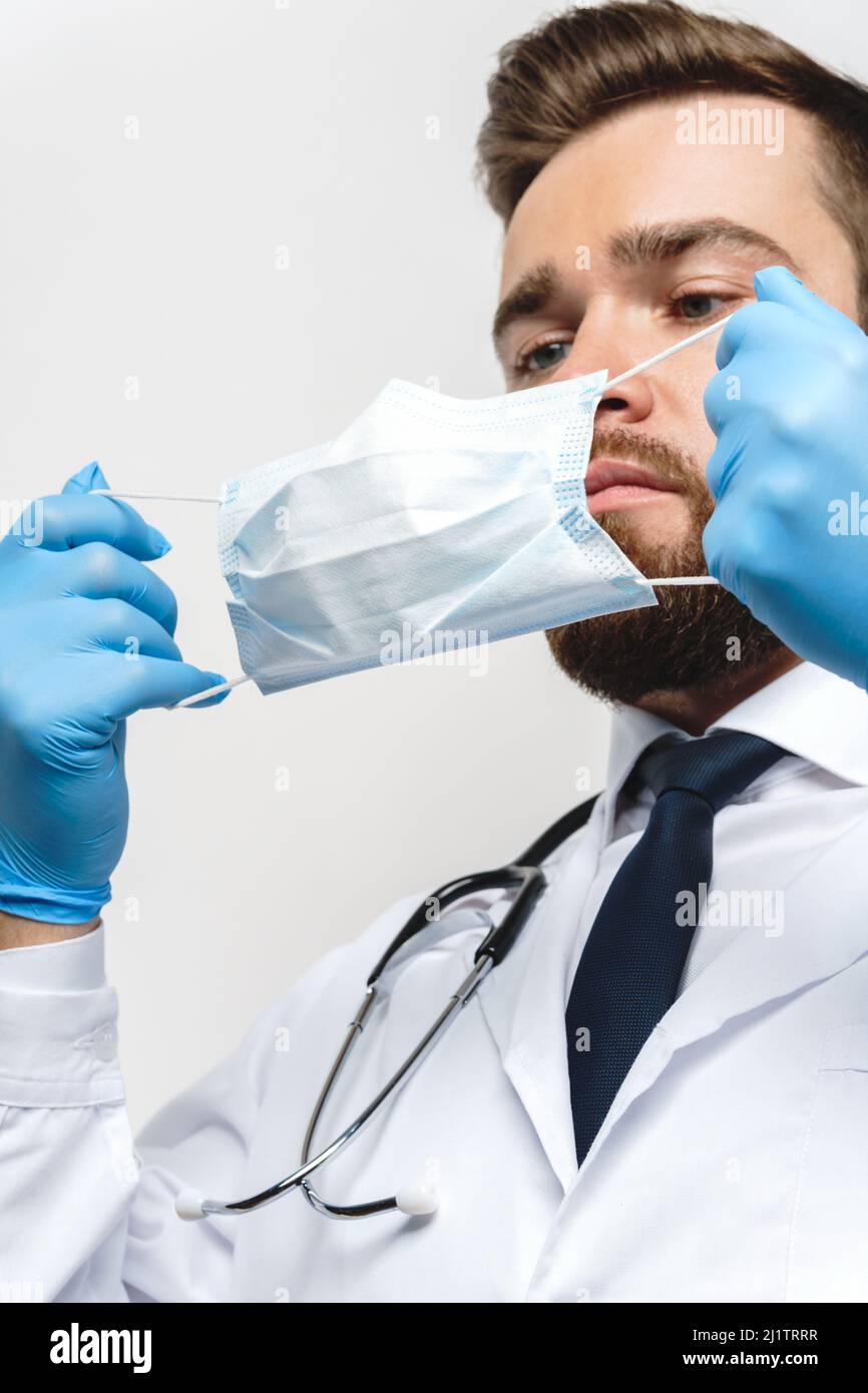 Doctor is wearing prevention mask against virus spreading Stock Photo ...