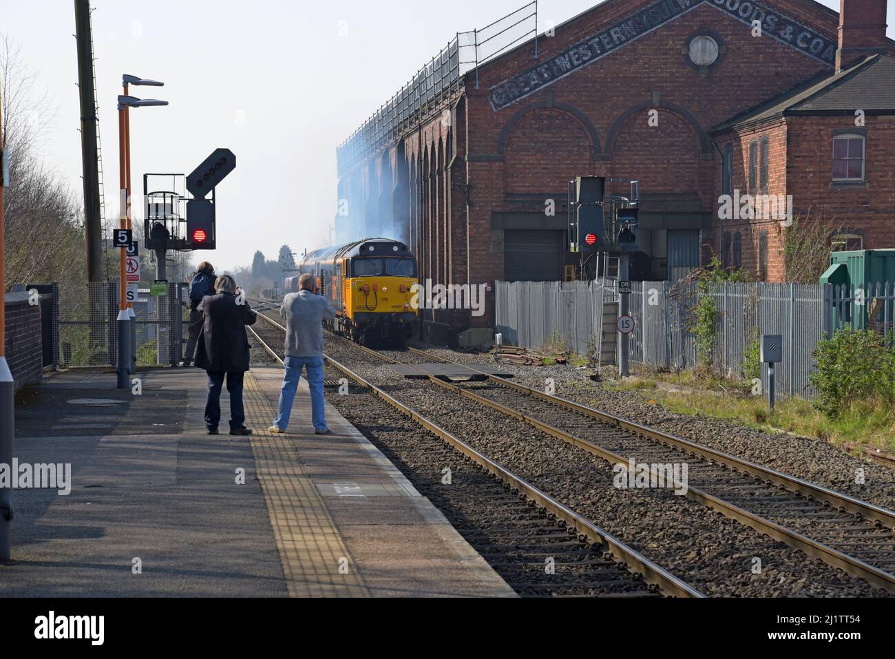 A pair of class 50 Heritage diesel locomotives passing through ...