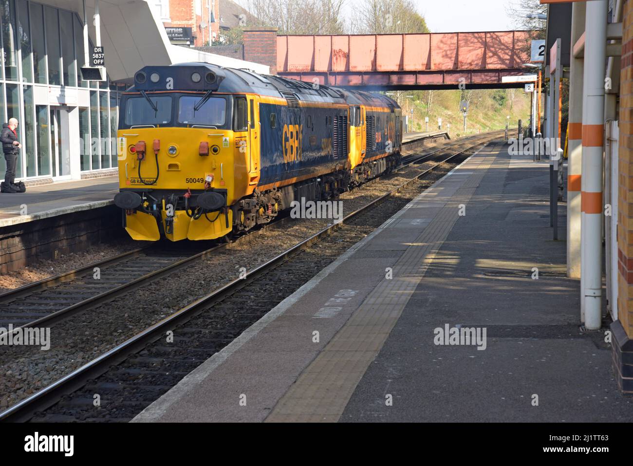 A pair of class 50 Heritage diesel locomotives passing through ...