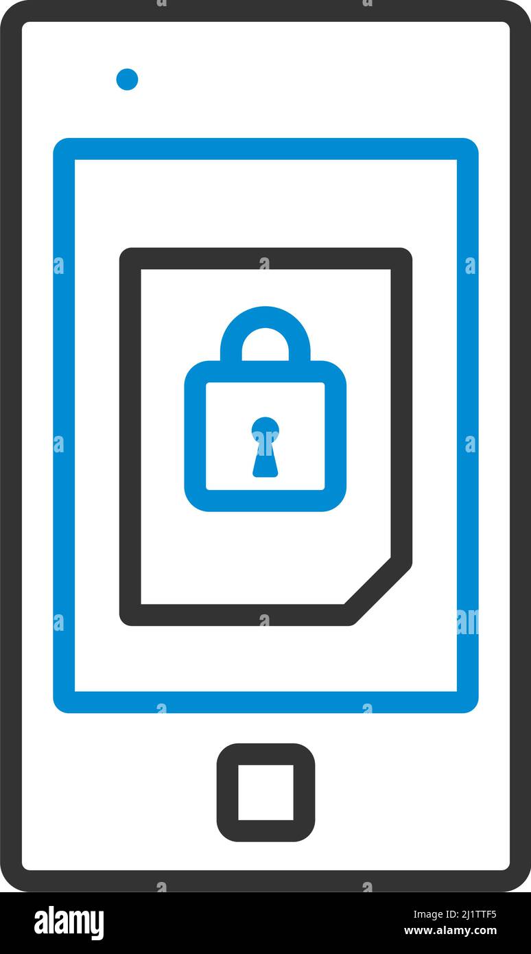 Mobile Security Icon. Editable Bold Outline With Color Fill Design ...