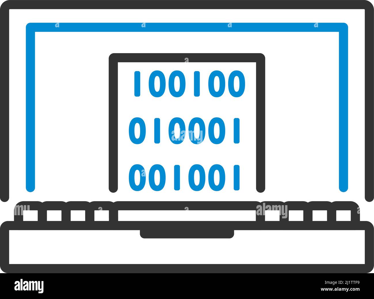 Laptop With Binary Code Icon. Editable Bold Outline With Color Fill ...