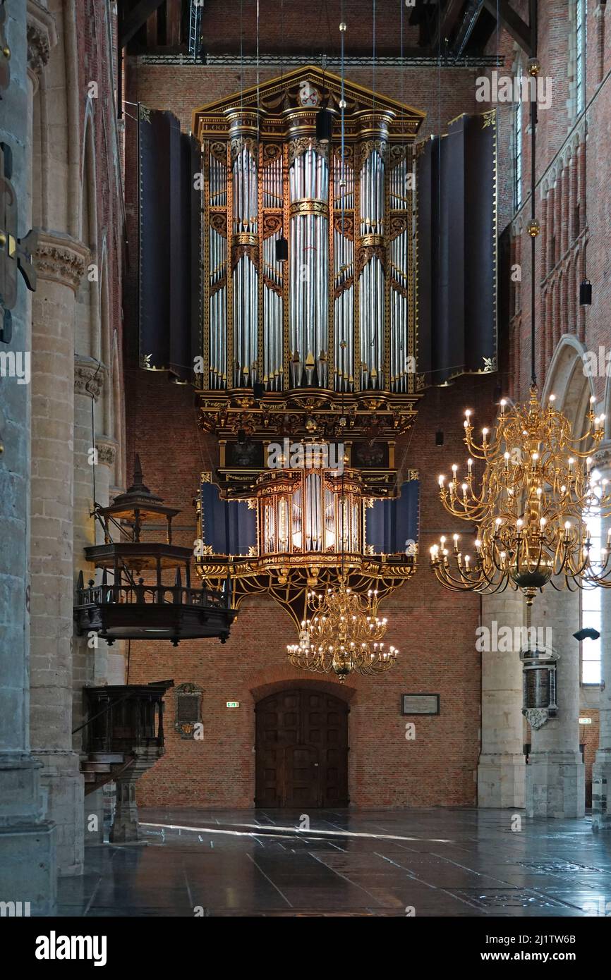 The Pieterskerk,a late-Gothic Dutch Protestant church in Leiden ...