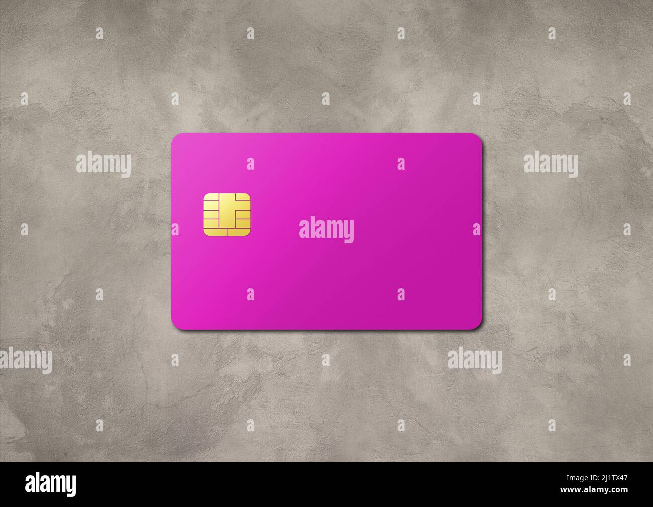 Pink credit card template on a concrete background. 3D illustration ...