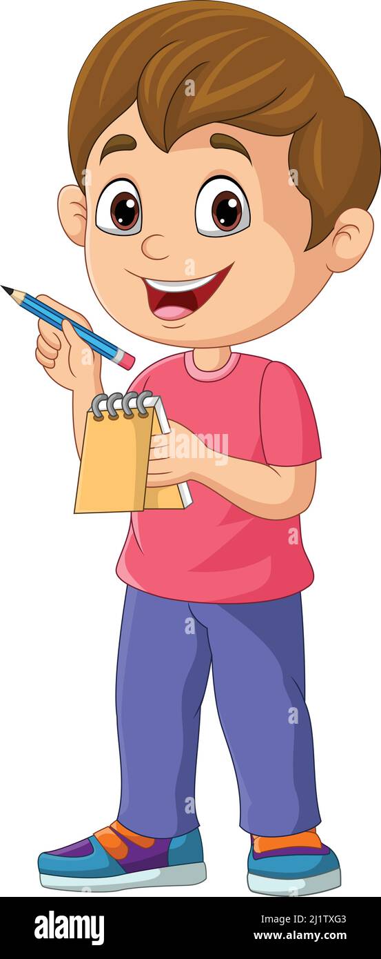 Cute school kid holding notebook Stock Vector Images - Alamy