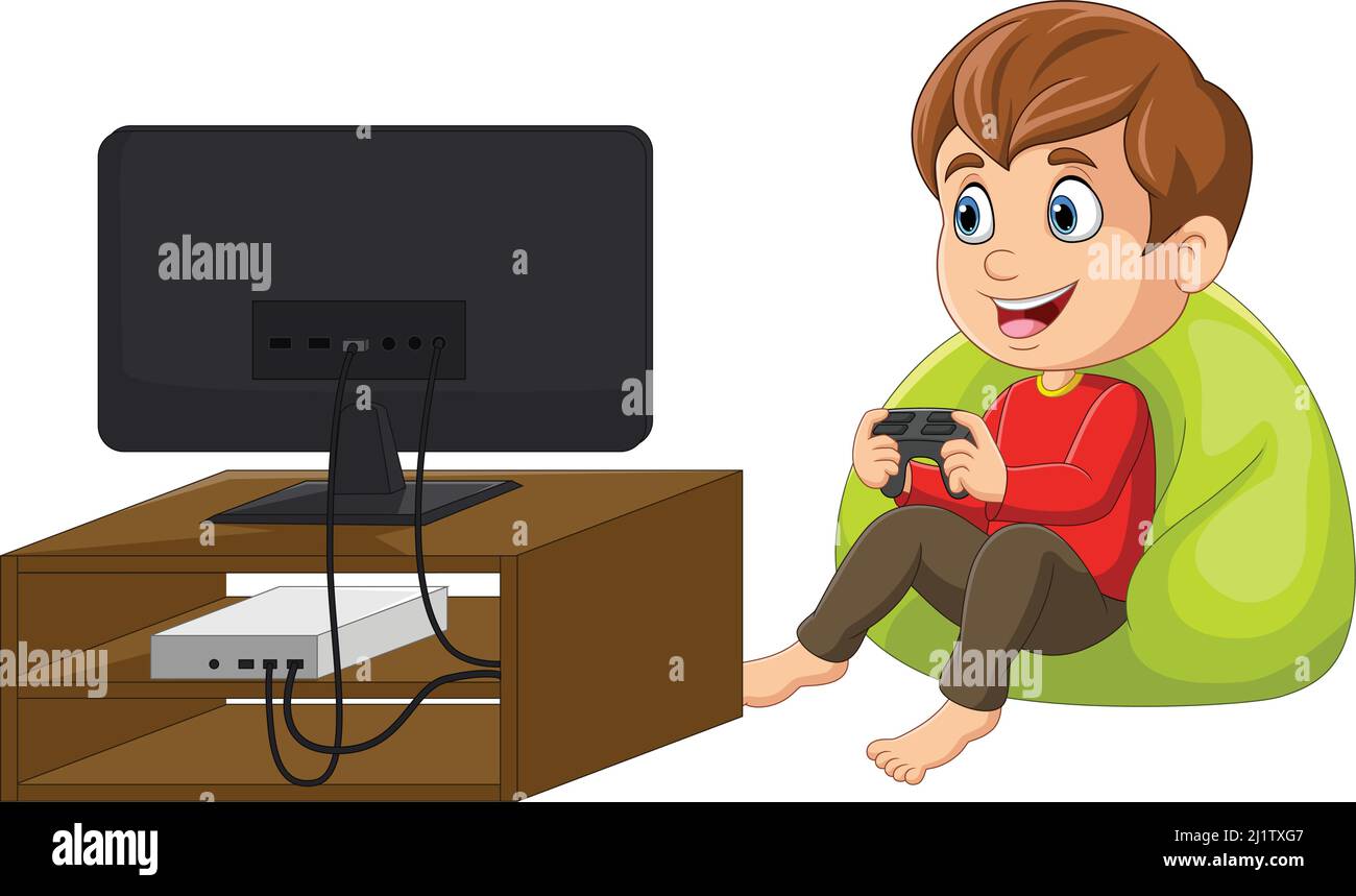Cartoon little boy playing video game Stock Vector Image & Art - Alamy