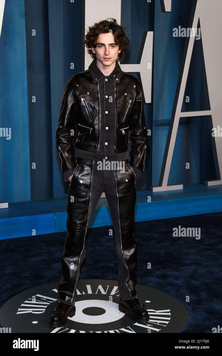 Timothée Chalamet walking on the red carpet at the 2022 Vanity Fair ...