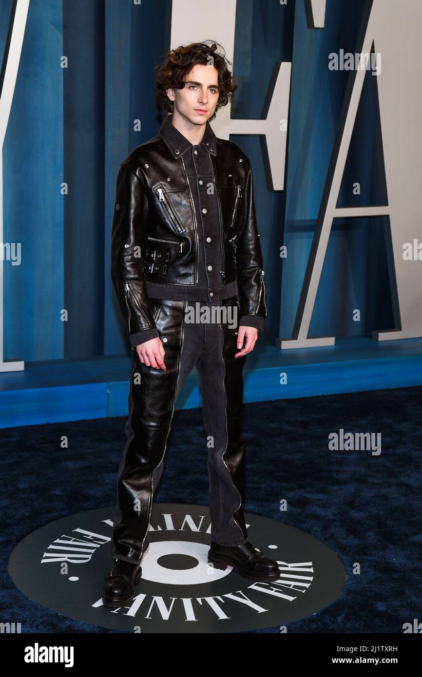 Timothée Chalamet walking on the red carpet at the 2022 Vanity Fair ...