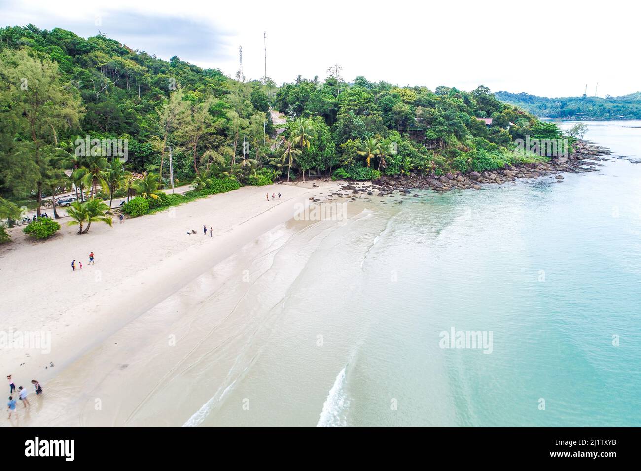 White sand sea beach turquoise water aerial view summer vacation ...