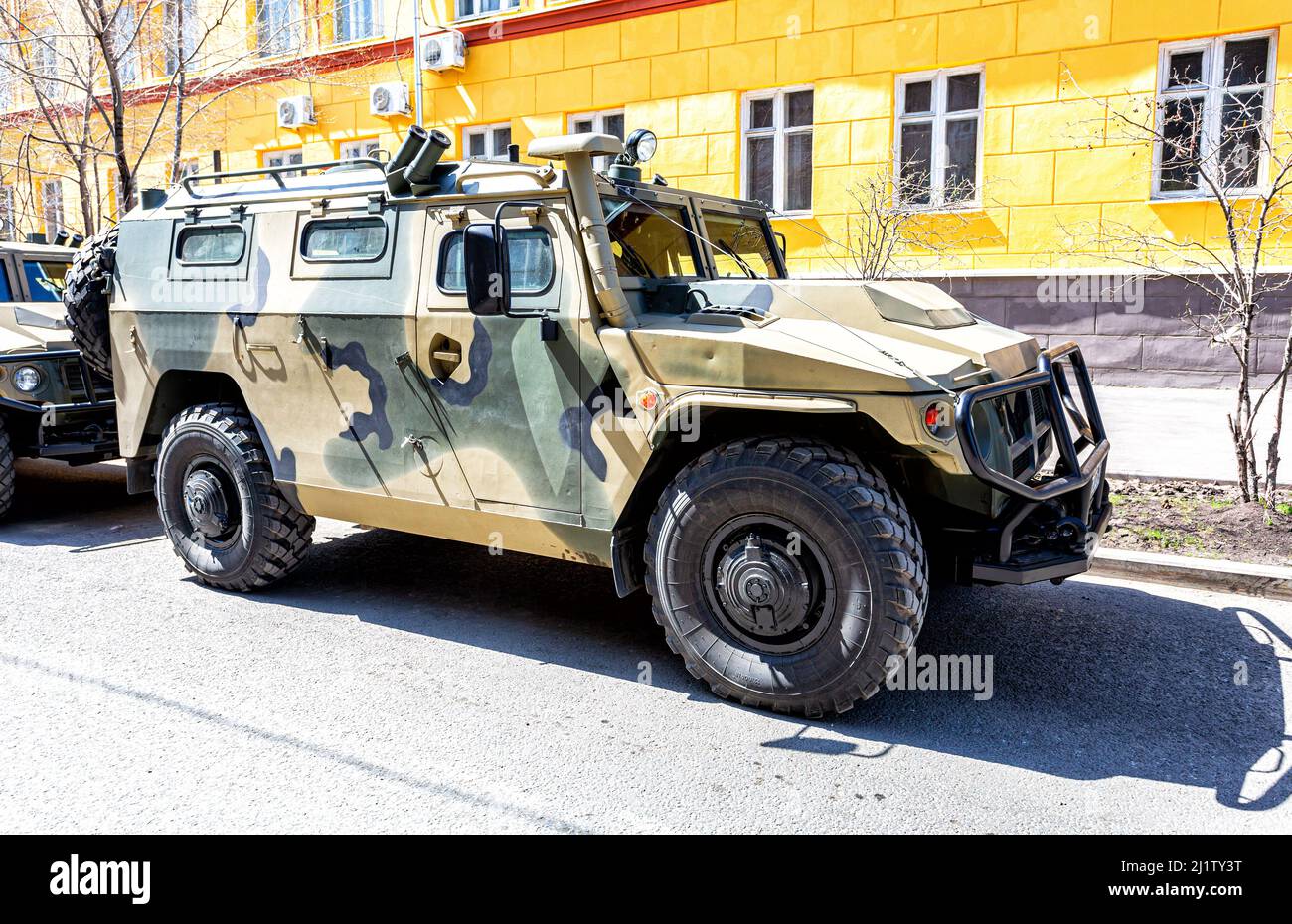 Samara, Russia - May 5, 2018: High-mobility vehicles GAZ-2330 Tigr is a Russian 4x4 ...