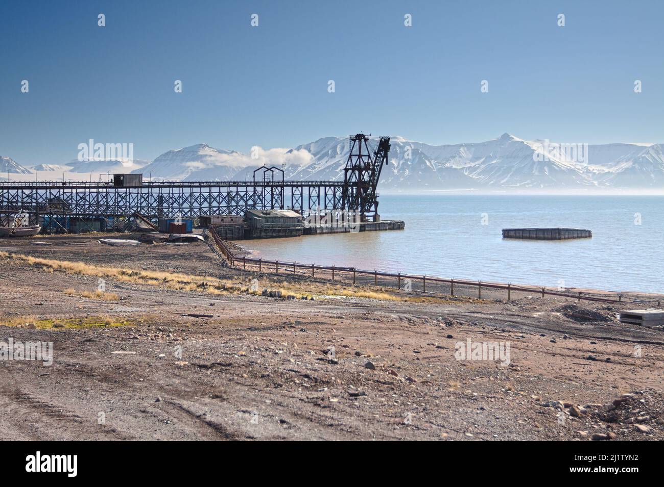 Abandoned port in the city of Pyramiden Stock Photo - Alamy