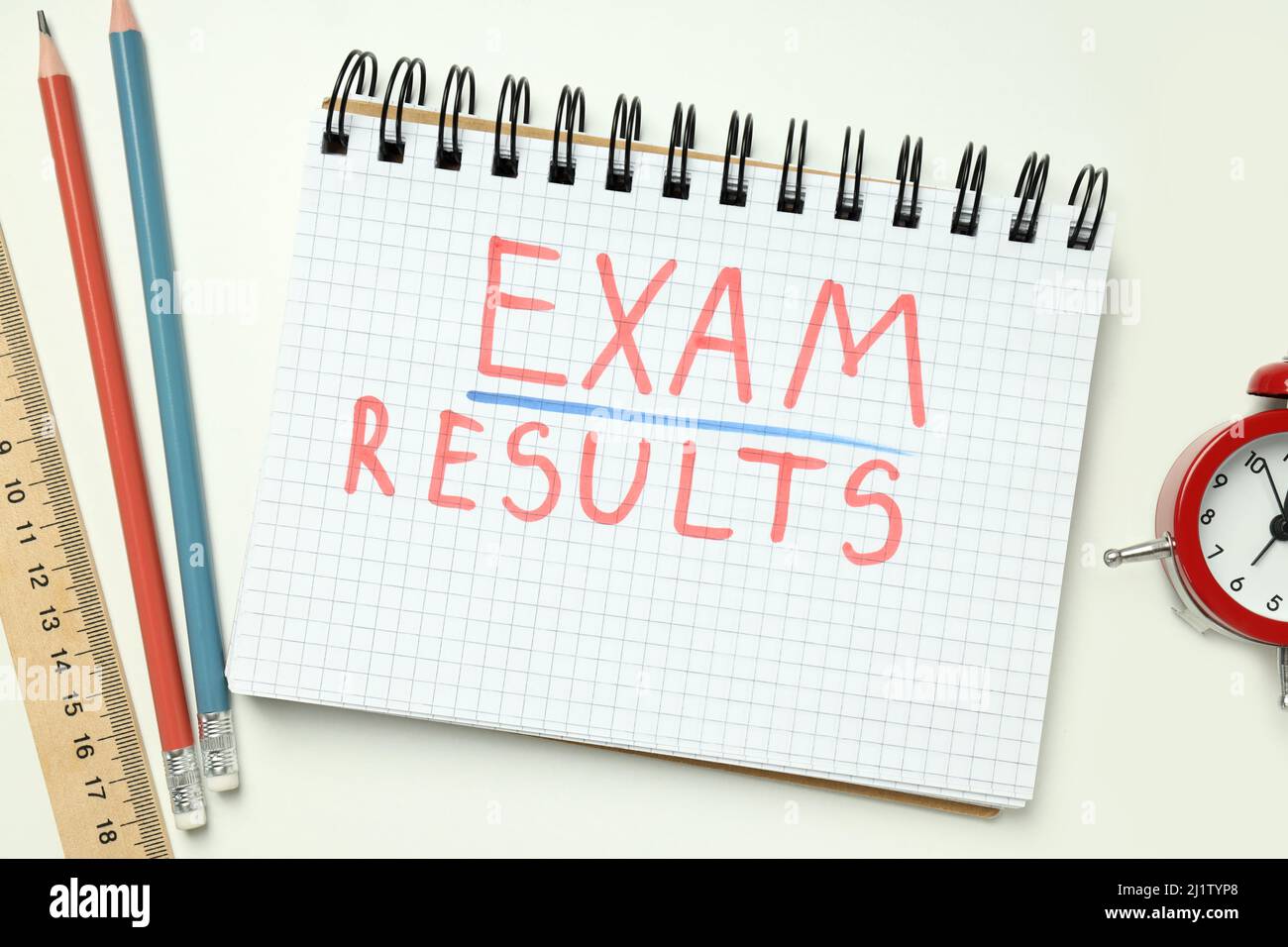 Concept of exams and tests, top view Stock Photo - Alamy