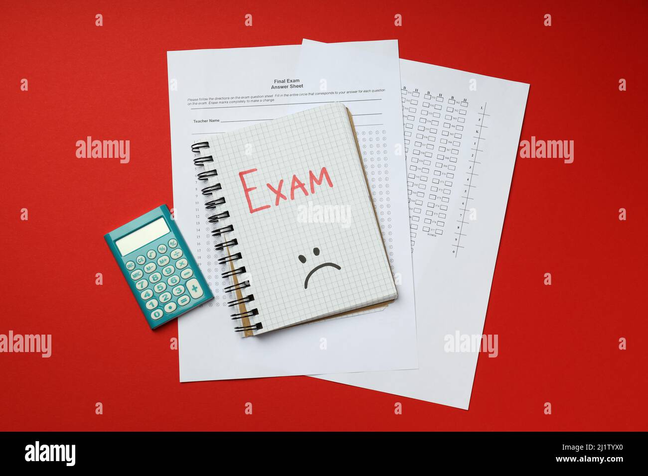 Concept of exams and tests, top view Stock Photo - Alamy