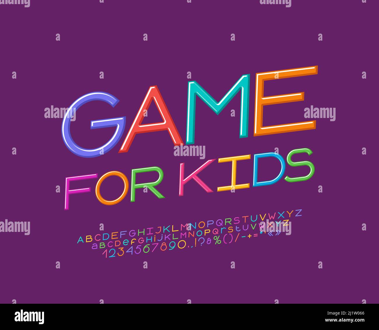 Creative sign Game for kids with multicolor alphabet letters. Modern ...