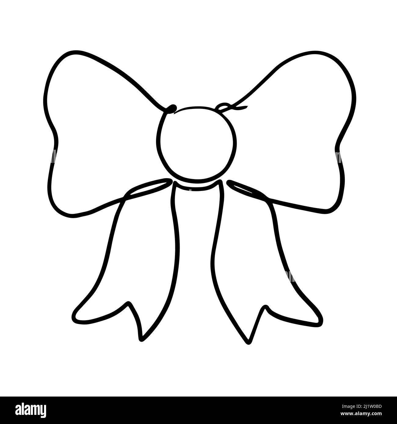 Bow ribbon in continuous one line style. Cute template in single line ...