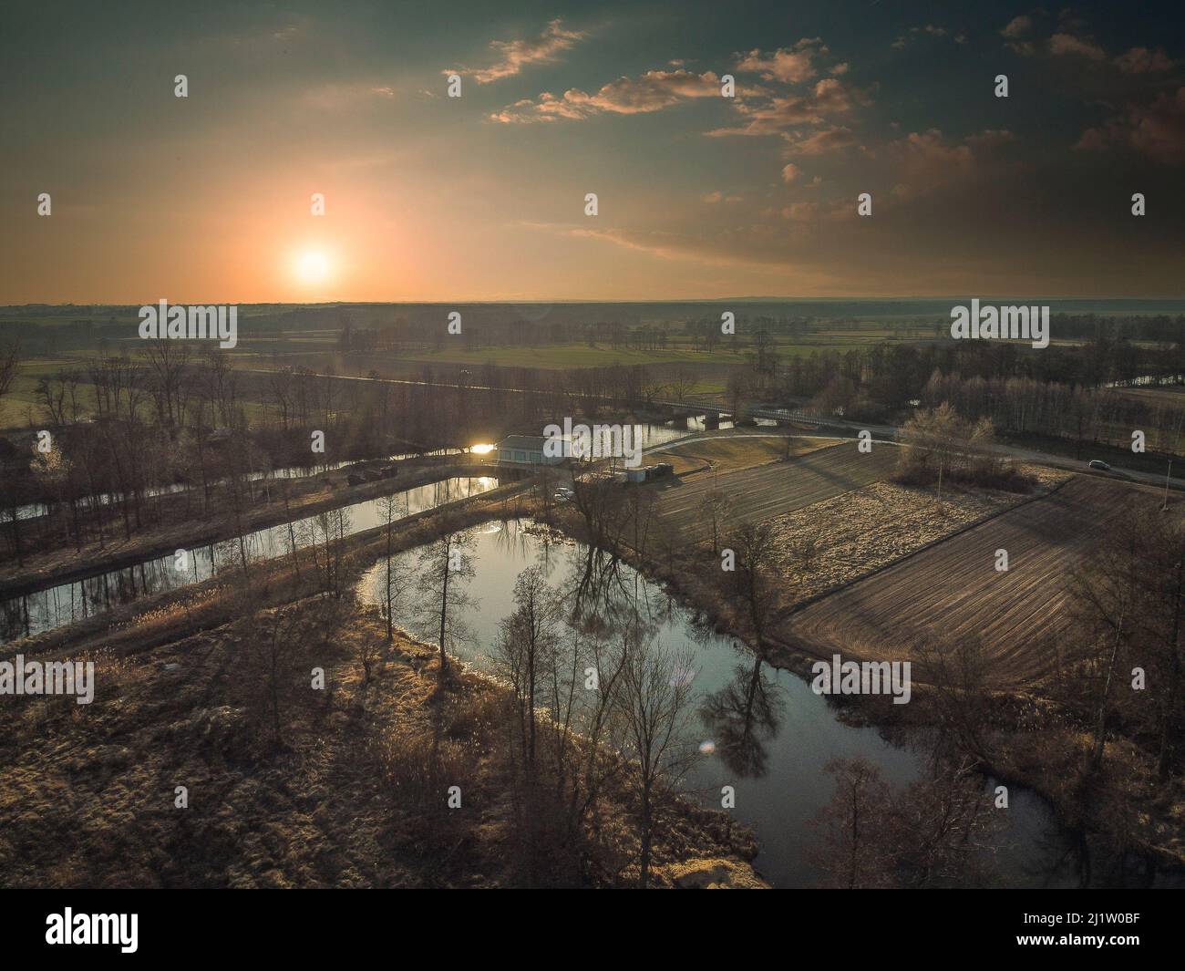 Drone sunset sky in spring hi-res stock photography and images - Alamy