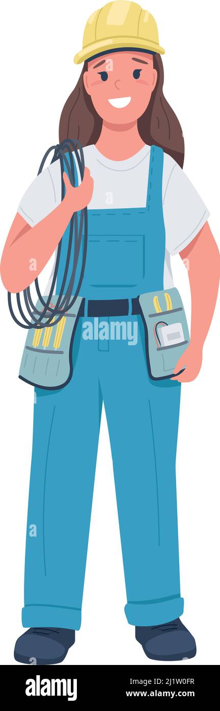Female utility worker semi flat color vector character Stock Vector ...