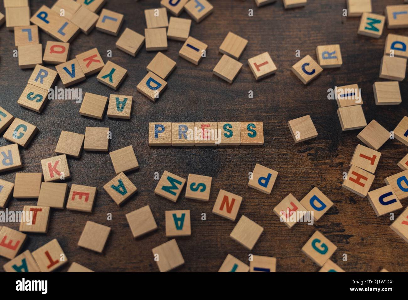 PRESS - composed of wooden alphabet letters the media, journalism ...