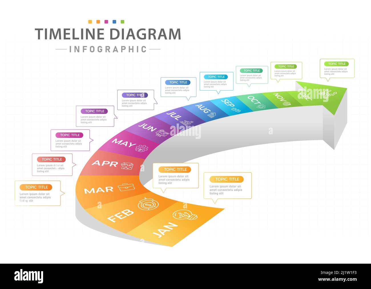 infographic template for business. Monthly Modern Timeline diagram ...