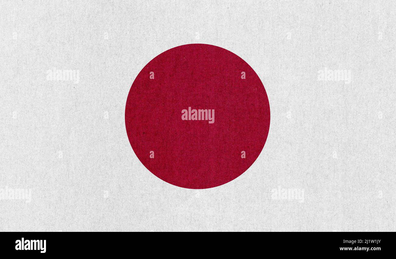 the Japanese national flag of Japan, Asia with texturised background ...